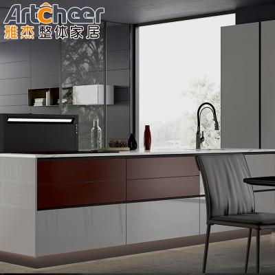 China Space - Saving Design Modular Kitchen Cupboards With Soft Close Hinges And Accessories for sale