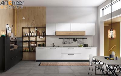 China Modern Kitchen Cabinets with Wall Cabinet Shelf Storage and E0 Grade Wood Melamine Design for sale