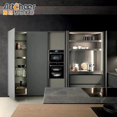 China Durable Modern Style Wood Kitchen Cabinet with L Shape Dining Table Complete Design Set for sale