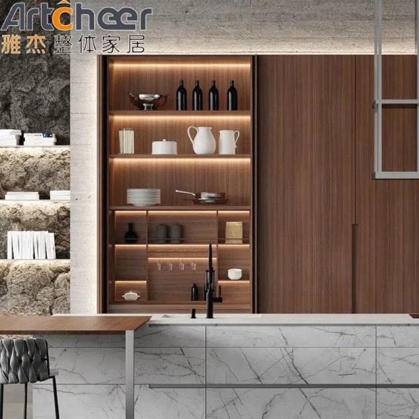 Quality Modular Acrylic Kitchen Cabinet Door with Aluminium Frame and Sintered Stone for sale