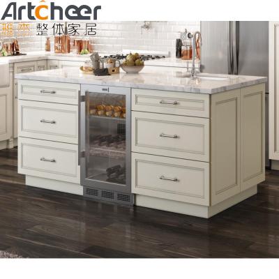 China Sink Base Custom Kitchen Islands Table With Solid Timber Drawers And Quartz Stone Top for sale