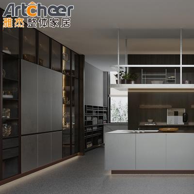 Cina Arredamento di cucina in legno massello Arredamento di cucina moderno con lusso Isola di cucina Set di mobili di design libero in vendita