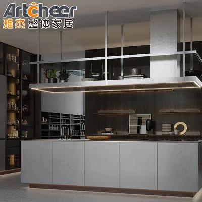 Cina Arredamento di cucina in legno massello Arredamento di cucina moderno con lusso Isola di cucina Set di mobili di design libero in vendita