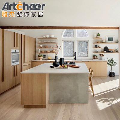 China Contemporary High Gloss Kitchen Units Cabinets American Walnut Wood Veneer Cabinet for sale