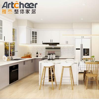 Chine Matériau de qualité E0 Armoires en bois personnalisées pour les unités de conception de cuisine modernes complètes à vendre