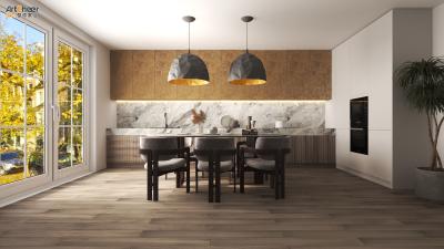 China Estilo de design contemporâneo PVC e MDF gabinete de despensa de cozinha com acabamento de melamina UV à venda
