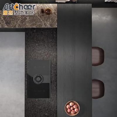 China Armário de cozinha RTA Completo de nozes Estilo europeu Luxury Black Wood Designs EUA Itália à venda