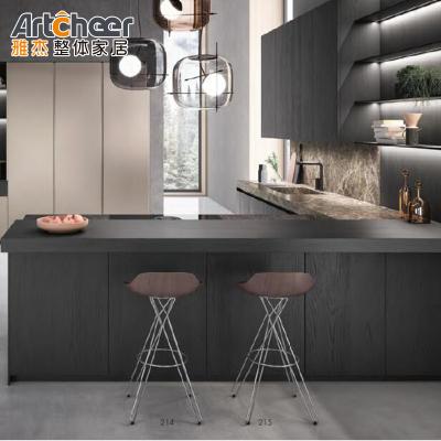 China Armário de cozinha RTA Completo de nozes Estilo europeu Luxury Black Wood Designs EUA Itália à venda