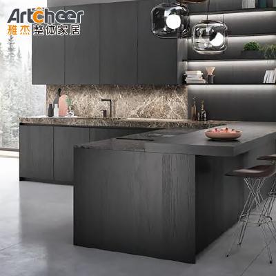 China Armário de cozinha RTA Completo de nozes Estilo europeu Luxury Black Wood Designs EUA Itália à venda