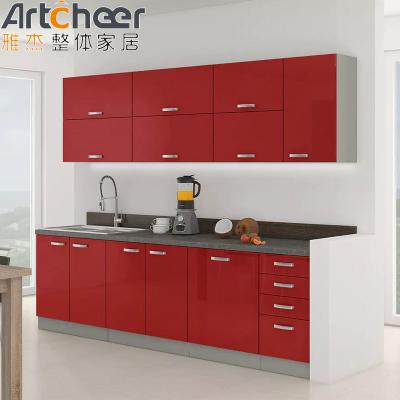 China French Style Kitchen Cupboard with Radius Beveled Edge Countertop and Melamine Board for sale