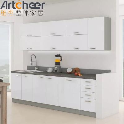 China French Style Kitchen Cupboard with Radius Beveled Edge Countertop and Melamine Board for sale