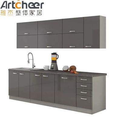 China French Style Kitchen Cupboard with Radius Beveled Edge Countertop and Melamine Board for sale