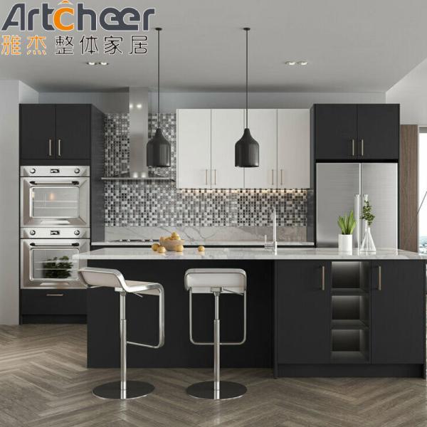 Quality Minimalistic Design Grey Solid Wood Kitchen Cabinets with Imported Quartz Stone for sale