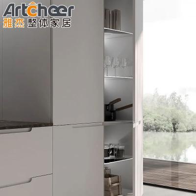 China Kitchen Furniture Cabinet Set With Island Table And Hinge Accessories In Modern Design for sale