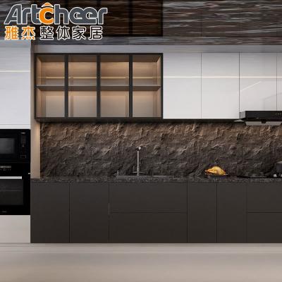 Cina Armadietti da cucina modulari in stile americano, disegno su misura con legno massello e tetto in quarzo in vendita