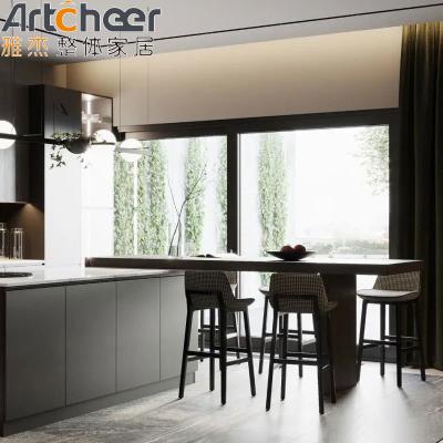 China Island Design Kitchen Cabinet With Solid Wood Frame Customized Color Lacquer Finish for sale