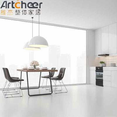 China Small Open Kitchen Cabinet Set with Modern High Gloss White Cabinet and Black High Cabinet for sale