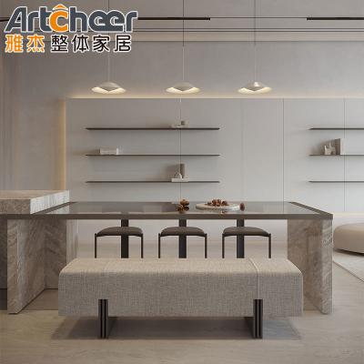 China Custom Size Solid Wood Luxury Design Home Kitchen Cabinet with Full Bullnose Countertop for sale