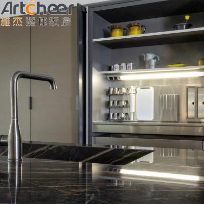 China Pvc Board Kitchen Cabinet Modular Design with Customized Size Quartz Stone Top for sale