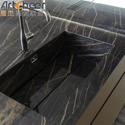 China Pvc Board Kitchen Cabinet Modular Design with Customized Size Quartz Stone Top for sale