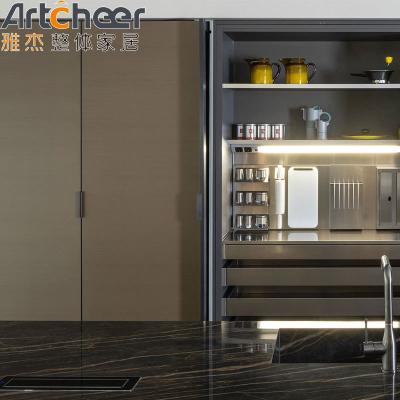 China Customize Size Cabinets Kitchen Furniture Modern With Plywood Carcase And Quartz Stone Table Top for sale