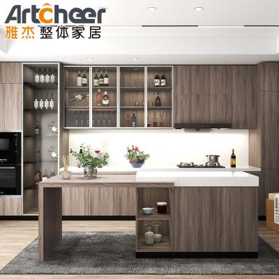 China Modern I Shape Kitchen Cabinet Solid Wood Colored Kitchen Furniture For Durable Interiors for sale