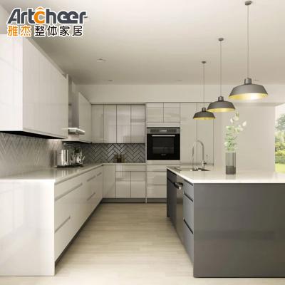Cina Porta piatta in marmo In legno massello Armadio da cucina Arredamento set Stile italiano contemporaneo in vendita