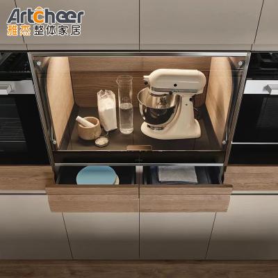 China Minimalist Italian Design Stone Top Handles Solid Modern Wood Kitchen Cabinets Base Cabinet Doors for sale