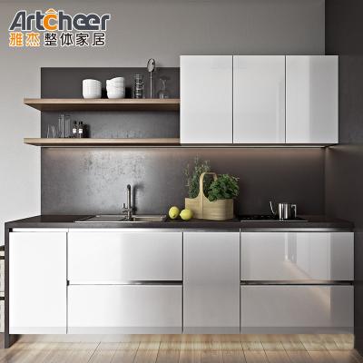 China Chennai Home Modern Luxury Design Wall I Shape Kitchen Cabinet Complete Set Melamine Board for sale