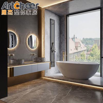 Cina Mobile di lusso commerciale bagno a doppio lavandino per bagno moderno in vendita