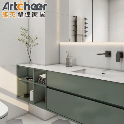 Cina Moderno Massello Legno Marrone Bagno Bagno Vanità Piatta Porta Pannello in taglia personalizzata in vendita