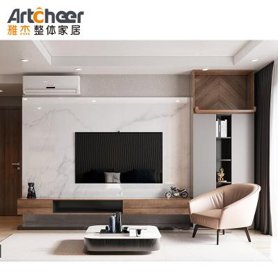 China PANEL Wood Style Tea Table TV Cabinet Set with Customized Color and Back Cabinet Design for sale