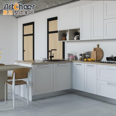 China Modern Kitchen Cabinet with Quartz Stone Table Top and Pantry Integrated Design in Eco-Friendly Material for sale
