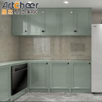 China Customized L Shape Solid Wood Kitchen Cabinet with Modular Design and Scandinavian Style for sale
