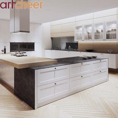 China Solid Wood Unfinished RTA Shaker Door Kitchen Cabinets with 3 Years Guarantee Modular Kitchen Units for sale