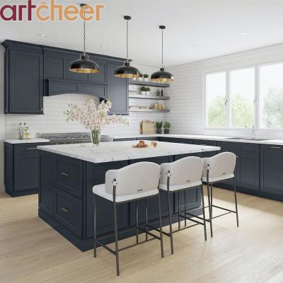 China Solid Wood Shaker Style Kitchen Cabinet Sets Ready to Assemble with Granite Countertop for sale