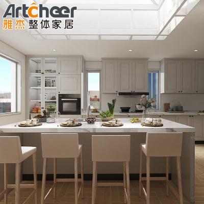 China Solid Wood European Design Kitchen Cabinet Custom Made Modular Kitchen Cabinet with Shaker Door for sale