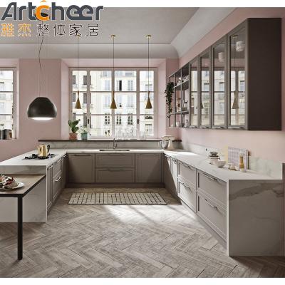 China European Style U Shape Kitchen Cabinet with Customized Design and 3 Years Guarantee for sale