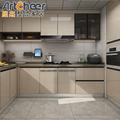 China Modern U Shape Kitchen Cabinet with Waterproof Design PVC Door Finish and Eco-Friendly Material for sale