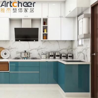 China Eco-Friendly Fireproof L Shape Kitchen Cabinet with Customizable Modular Design for sale