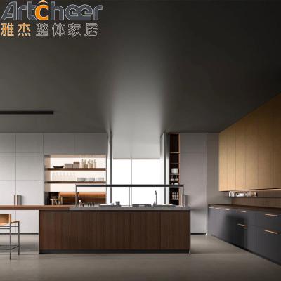 China Custom Size Eco-Friendly Scandinavian Design L Shape Kitchen Cabinet Modular Kitchen for sale