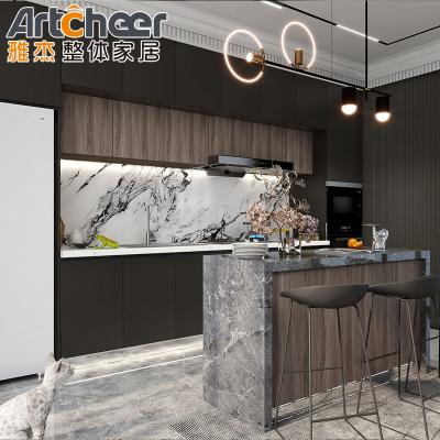 China Modern Design L Shape Kitchen Island with Quartz Stone Table Top and Eased Edge for sale