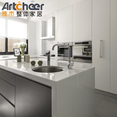 China Modern Design Kitchen Cabinet with Roller Shutter Door in Customized Color and Durable L Shape Series for sale