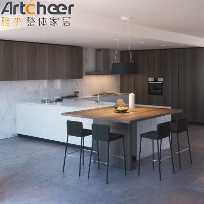 China Modern Design L Shape Kitchen Cabinet with Glass Door and Customized Size for Projects for sale