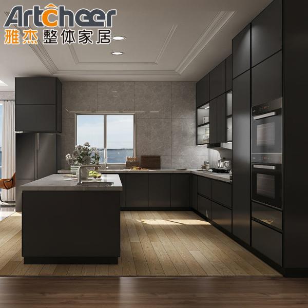 Quality Modern L Shape Kitchen Cabinet with Melamine Material and Customized Size Offering 3 Years Guarantee for sale