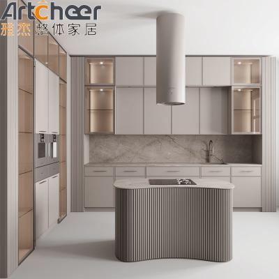 China Solid Wood Material Vintage Modular Design L Shape Kitchen Cabinet with Customized Size for sale