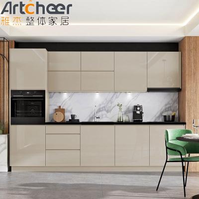 China UV Lacquer Finish Modular Kitchen Cabinet with Small Size Design for Villa for sale