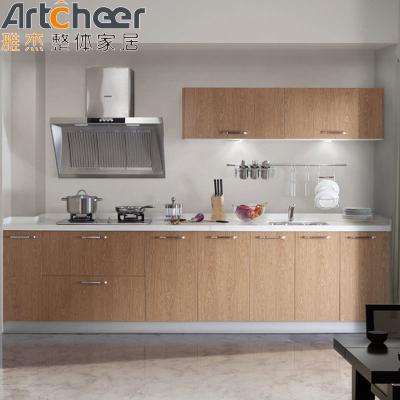 China Modern Vintage Style L-Shape Kitchen Cabinet in Grey Beige Color for Small Spaces for sale