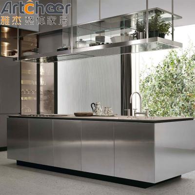 China Stainless Steel Modular Kitchen Cabinets with Cheap Price and Modern Design for sale