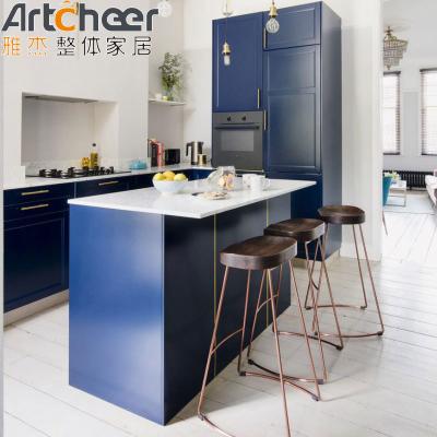 China Modern Chandelier Design Blue Color Eco-Friendly Kitchen Island with Storage Cabinet for sale